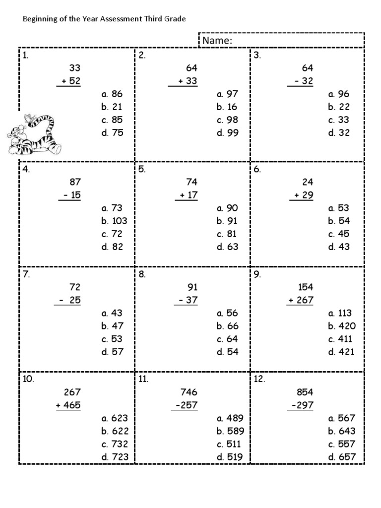 Third Grade Math Assessment | PDF