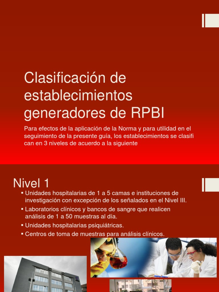 Clasificación de Establecimientos Generadores de RPBI | PDF