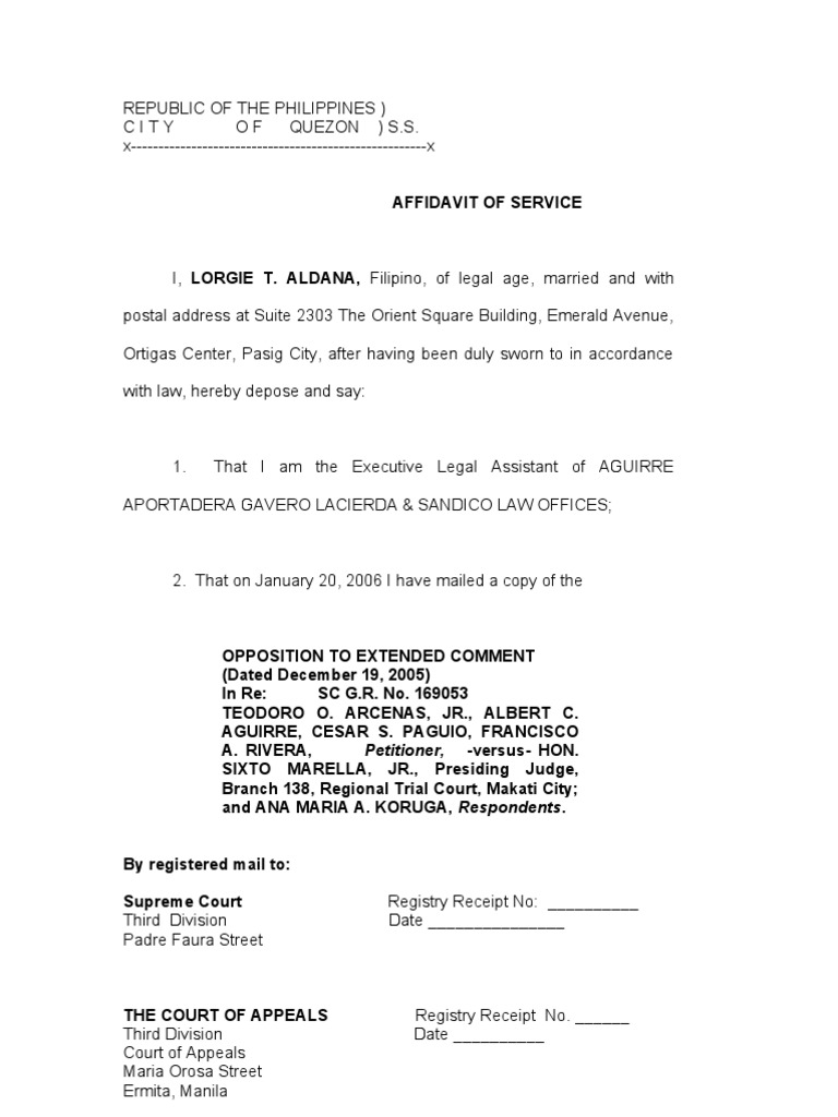 Affidavit of Service | PDF | Makati | Commercial Item Transport And ...