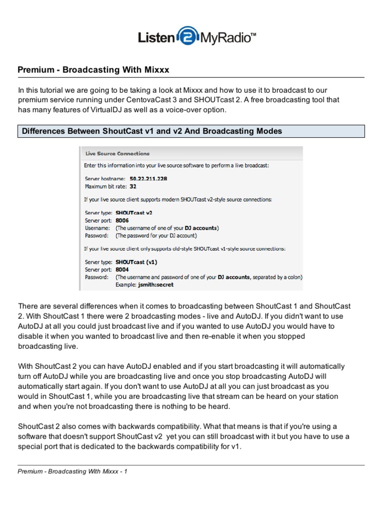 ShoutCast v2 - Broadcasting With Mixxx | PDF | Areas Of Computer ...