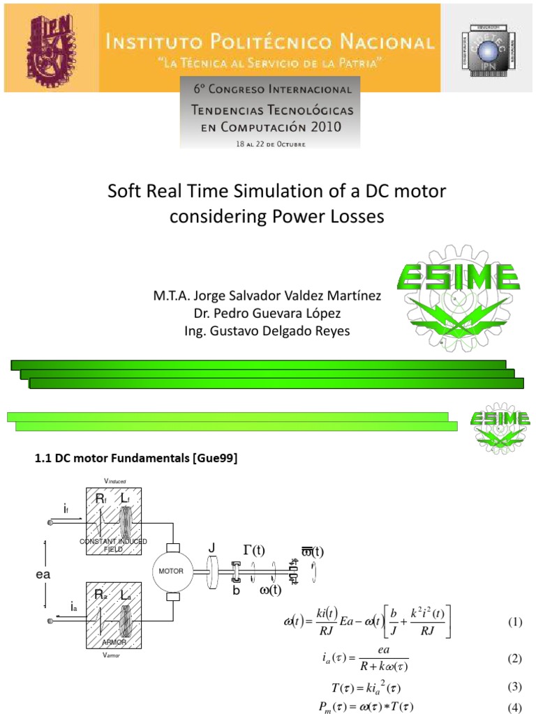 Soft Real Time Simulation of A DC Motor Considering Power Losses | PDF | Real Time Computing ...
