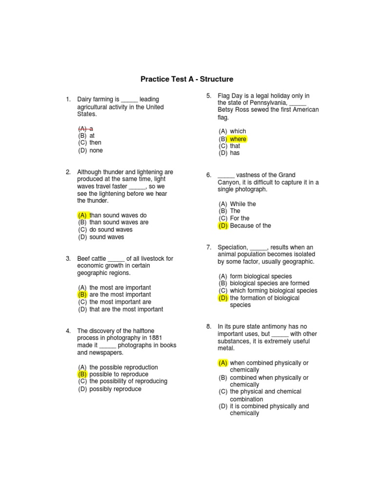 Practice Structure A | PDF | The United States | Agriculture
