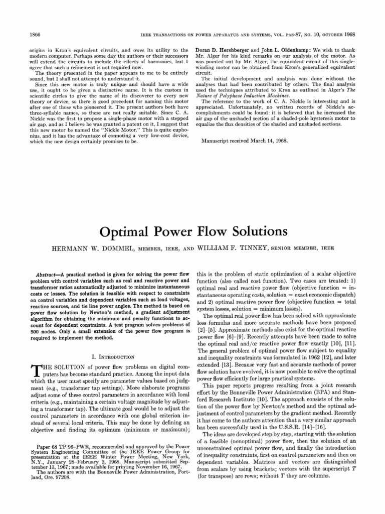 Optimal Power Flow Solution by Domrnel, H. W., Tinney, W. F. | Download ...