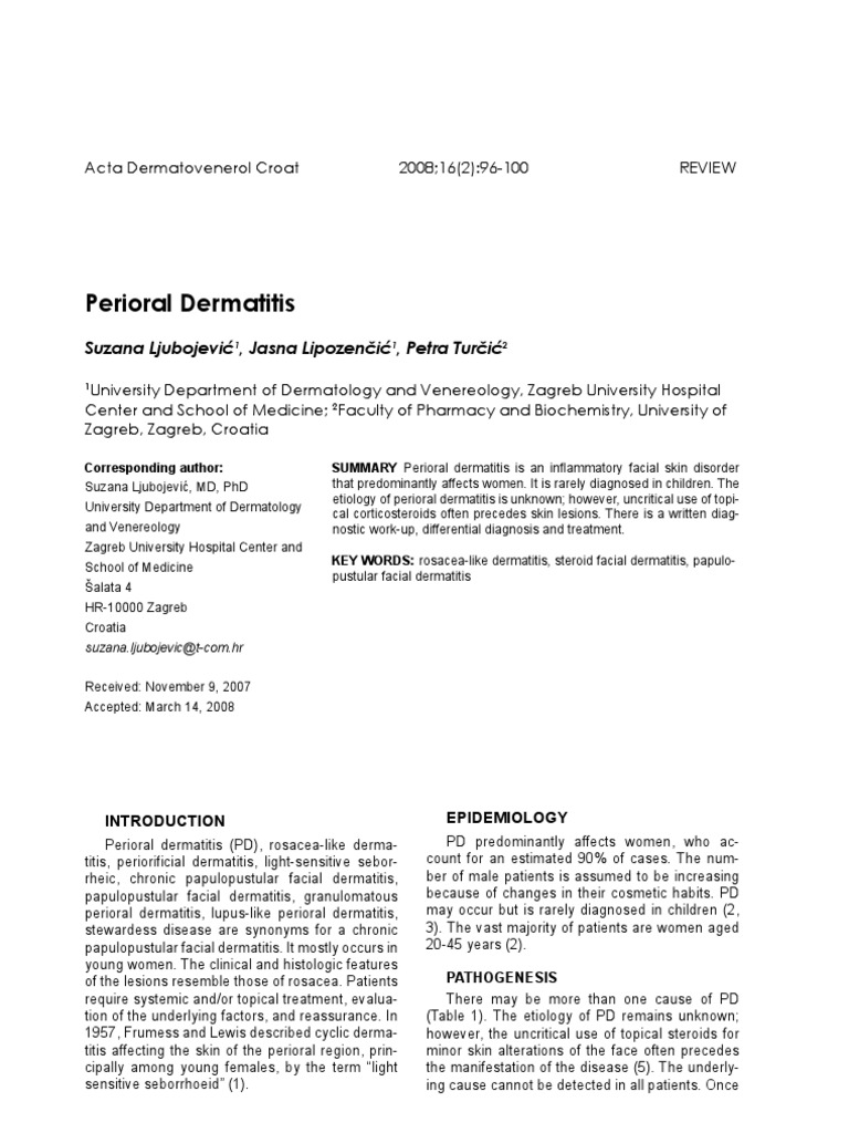 Perioral Dermatitis | PDF | Dermatitis | Acne Vulgaris