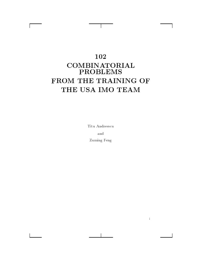 102 Combinatorial Problems by Titu Andreescu & Zuming Feng | PDF
