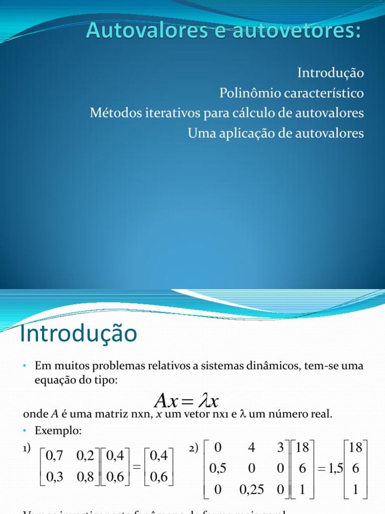 Introdução aos autovalores e autovetores de matrizes | PDF ...