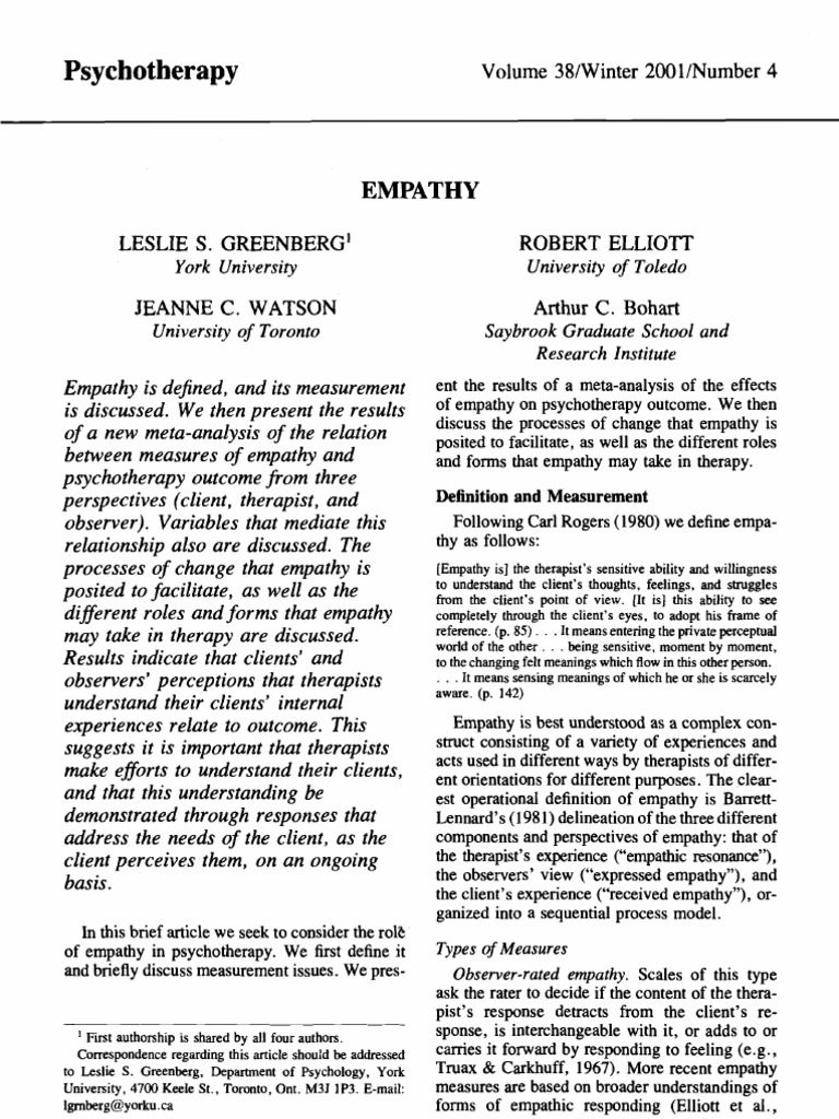 Greenberg 2001 Empathy | PDF | Empathy | Effect Size