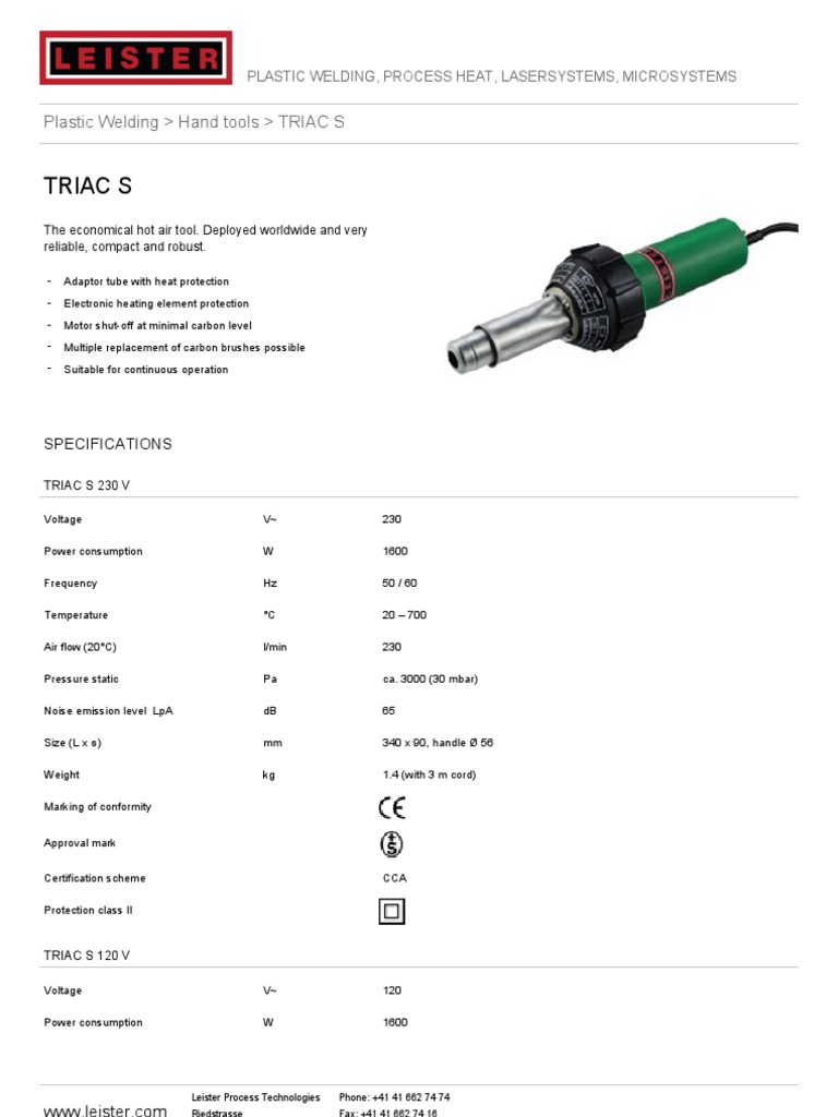 Leister TRIAC S | PDF | Bearing (Mechanical) | Welding