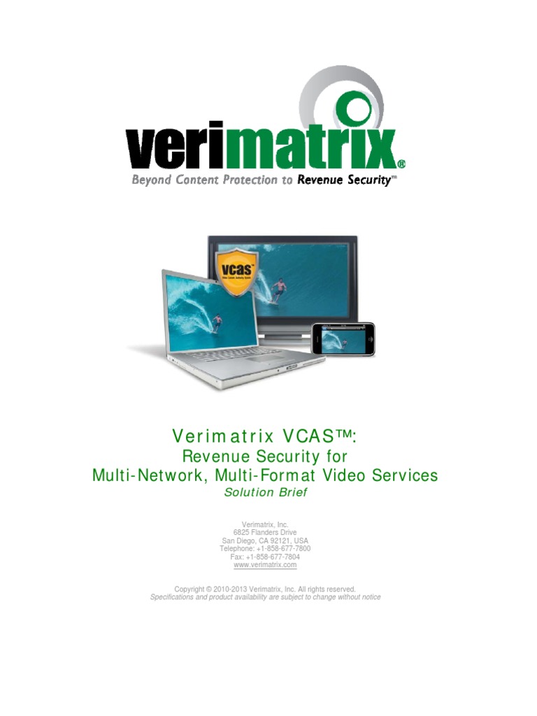 Verimatrix VCAS - Solution Brief | PDF | Iptv | Video On Demand