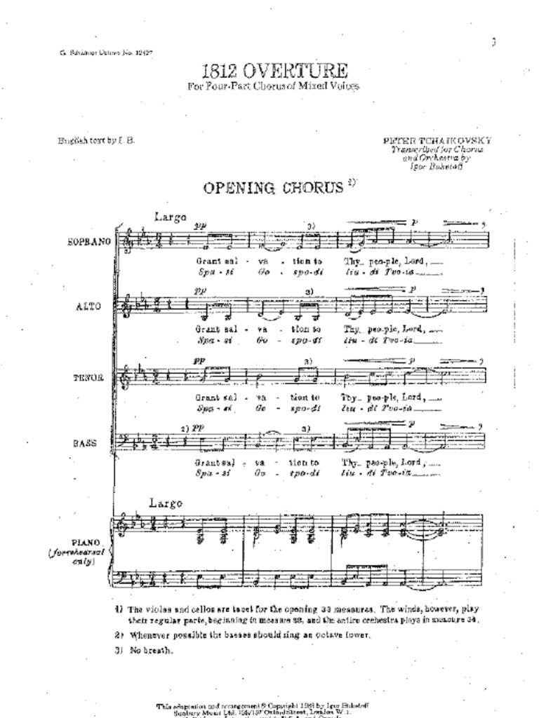 Peter Tchaikovsky 1812 Overture | PDF | Classical Music | Compositions
