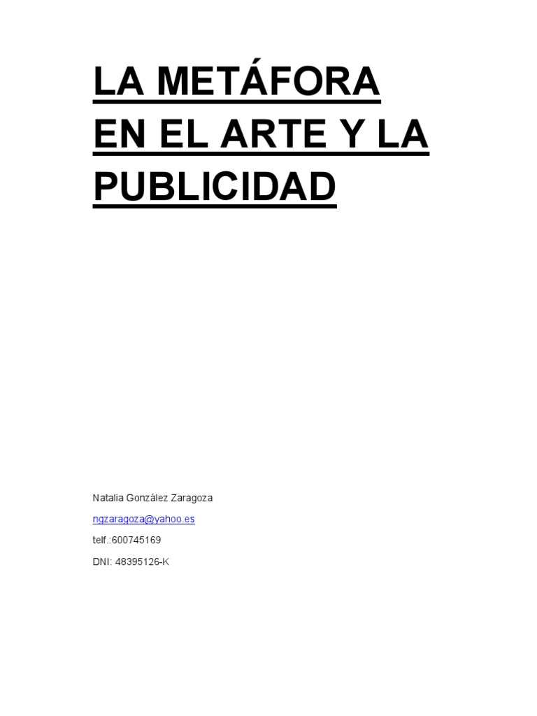 La Metáfora en El Arte y La Publicidad | PDF | Metáfora | Imagen