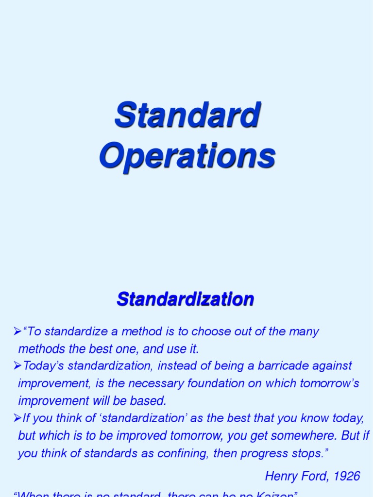 Standard Operations | PDF | Standardization | Lean Manufacturing