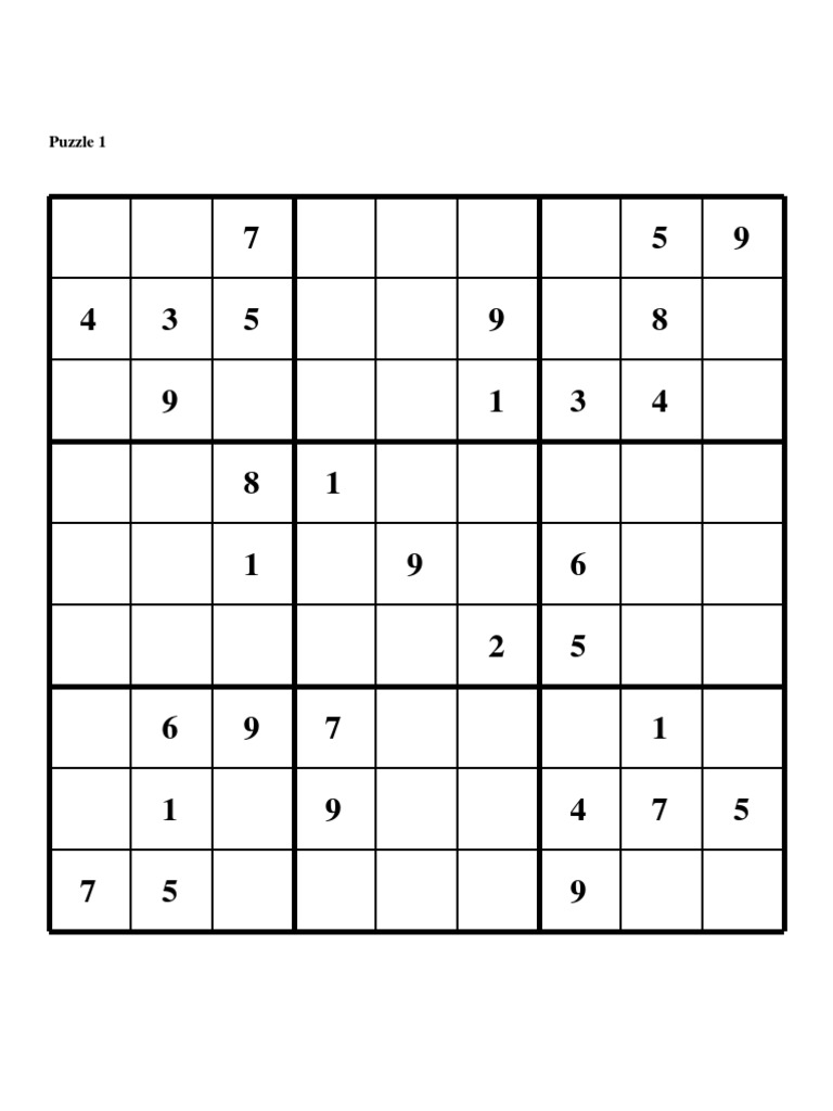 Very Difficult Sudoku - 50 Printable Puzzles With Answers | PDF ...
