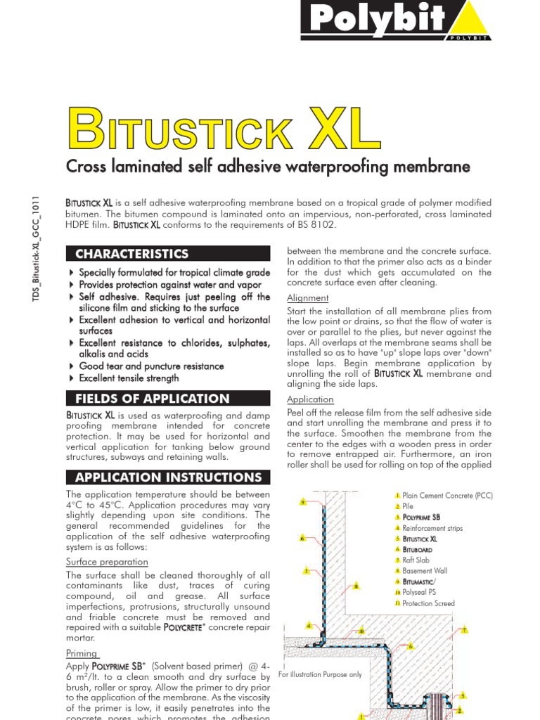 Bitustick XL Waterproofing Membrane | PDF | Concrete | Manmade Materials