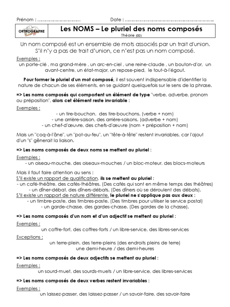Pluriel Des Noms Composés | PDF