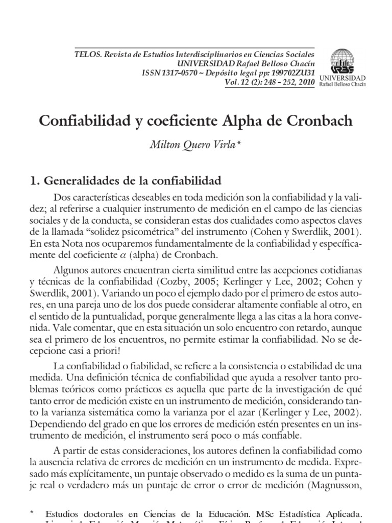 Confiabilidad y Coeficiente Alpha de Cronbach