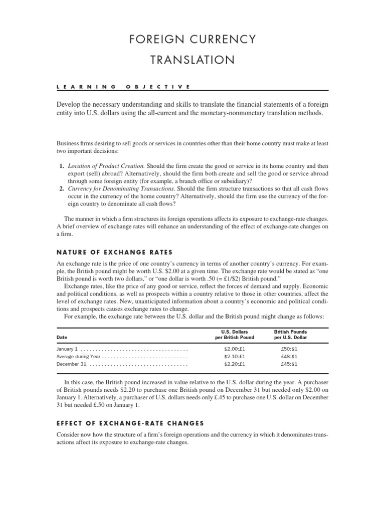Foreign Currency Translation | PDF | Exchange Rate | Pound Sterling