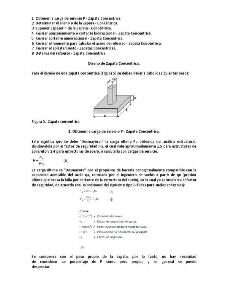 Diseño y Cálculo de Zapatas Concéntricas | PDF | Doblar | Ingeniería de ...