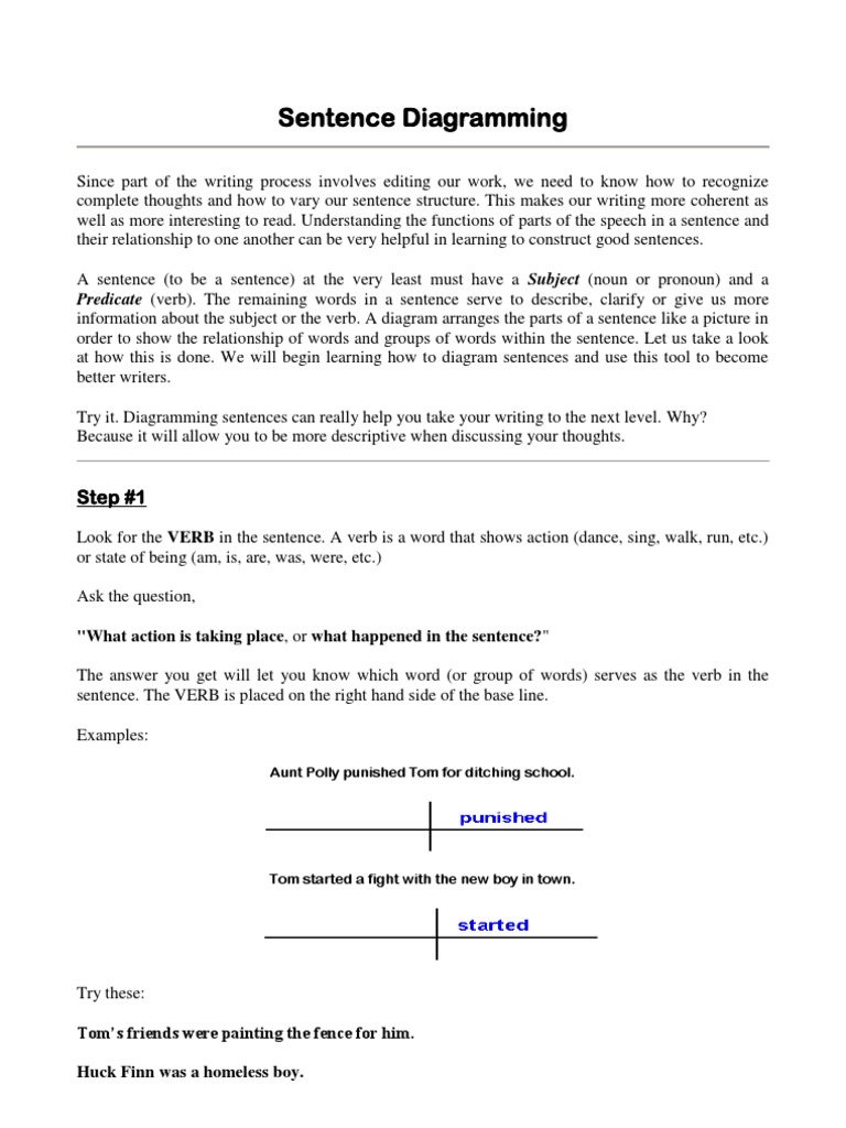 Sentence Diagramming 1 | PDF | Verb | Sentence (Linguistics)
