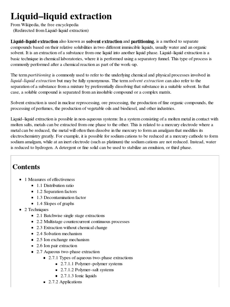 Liquid-Liquid Extraction | PDF