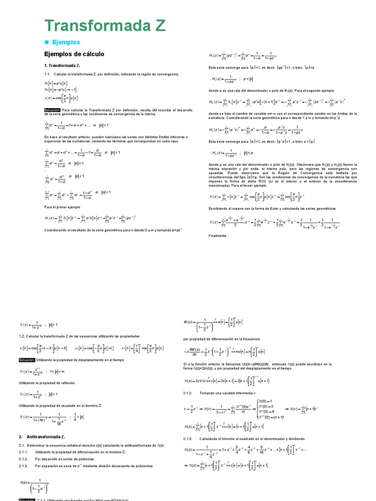 Transformada Z Ejemplos | Descargar gratis PDF | Fracción (Matemáticas ...
