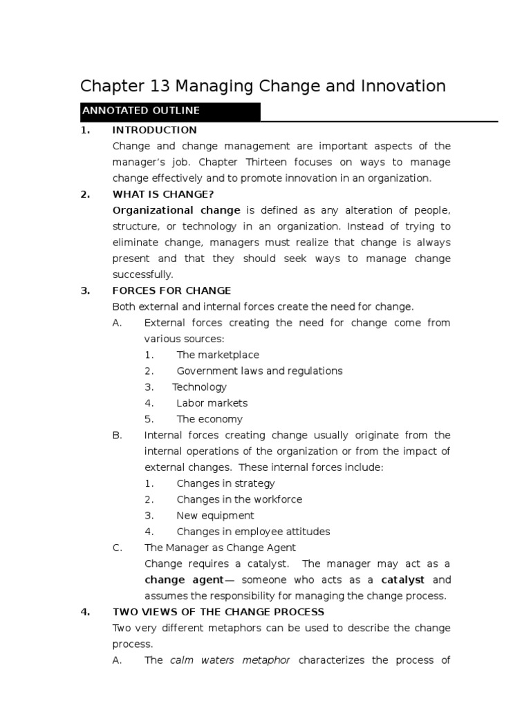 Managing Change and Innovation | PDF | Innovation | Behavioural Sciences