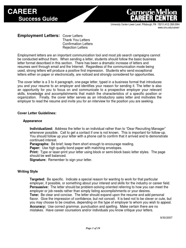 Letters | PDF | Résumé | Carnegie Mellon University