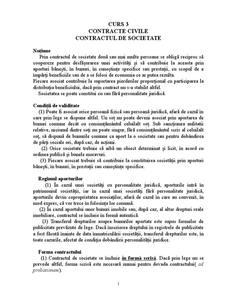 Contractul de Societate