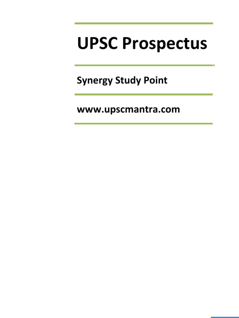 UPSC - Synergy Study CircleProspectus 1.0 | PDF | Test (Assessment ...