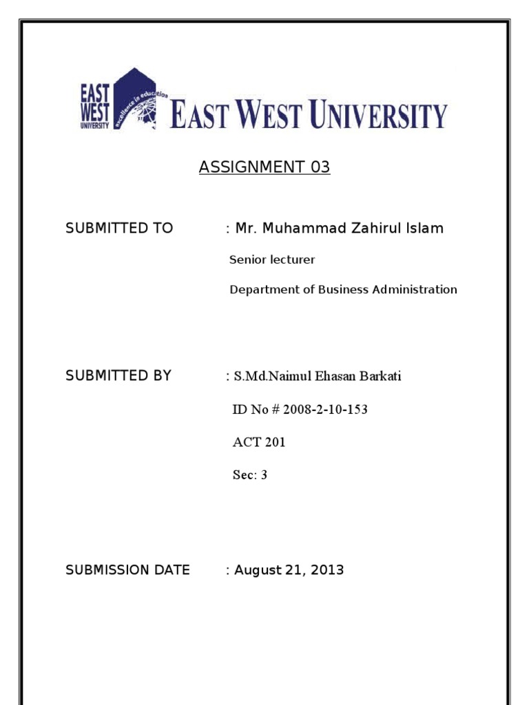 Cover Page of Assinment | PDF