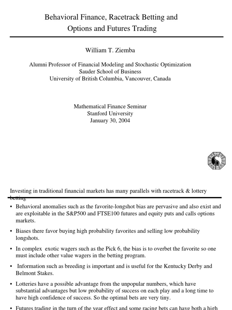 William Ziemba 2004 Win | PDF | Option (Finance) | Hedge (Finance)