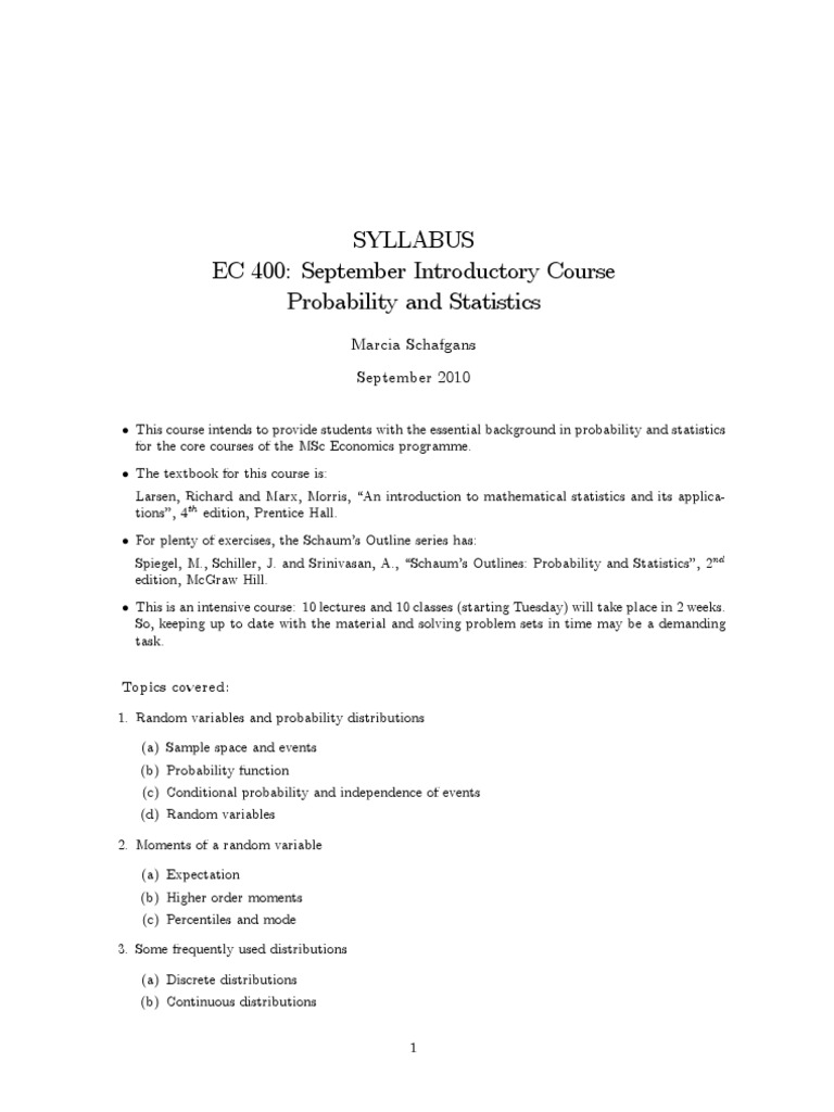 Probs & Statistics 2010 | PDF
