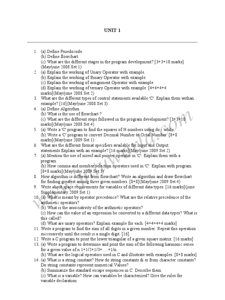 Important Questions in B.tech C - Program | PDF | C (Programming Language) | Time Complexity