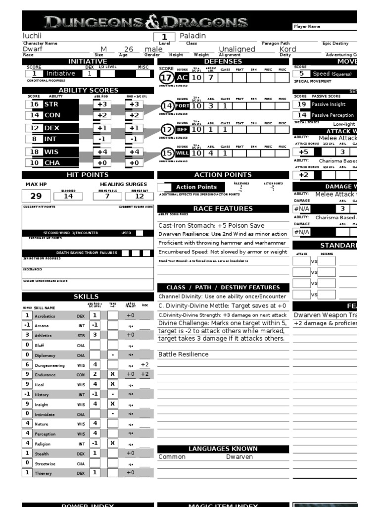 Character Sheet | Wizards Of The Coast Games | Dungeons & Dragons
