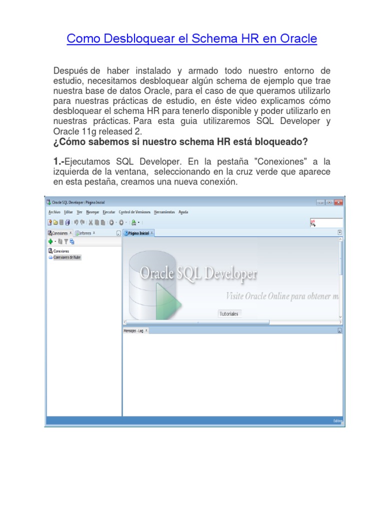 Como Desbloquear El Schema HR en Oracle | Descargar gratis PDF ...