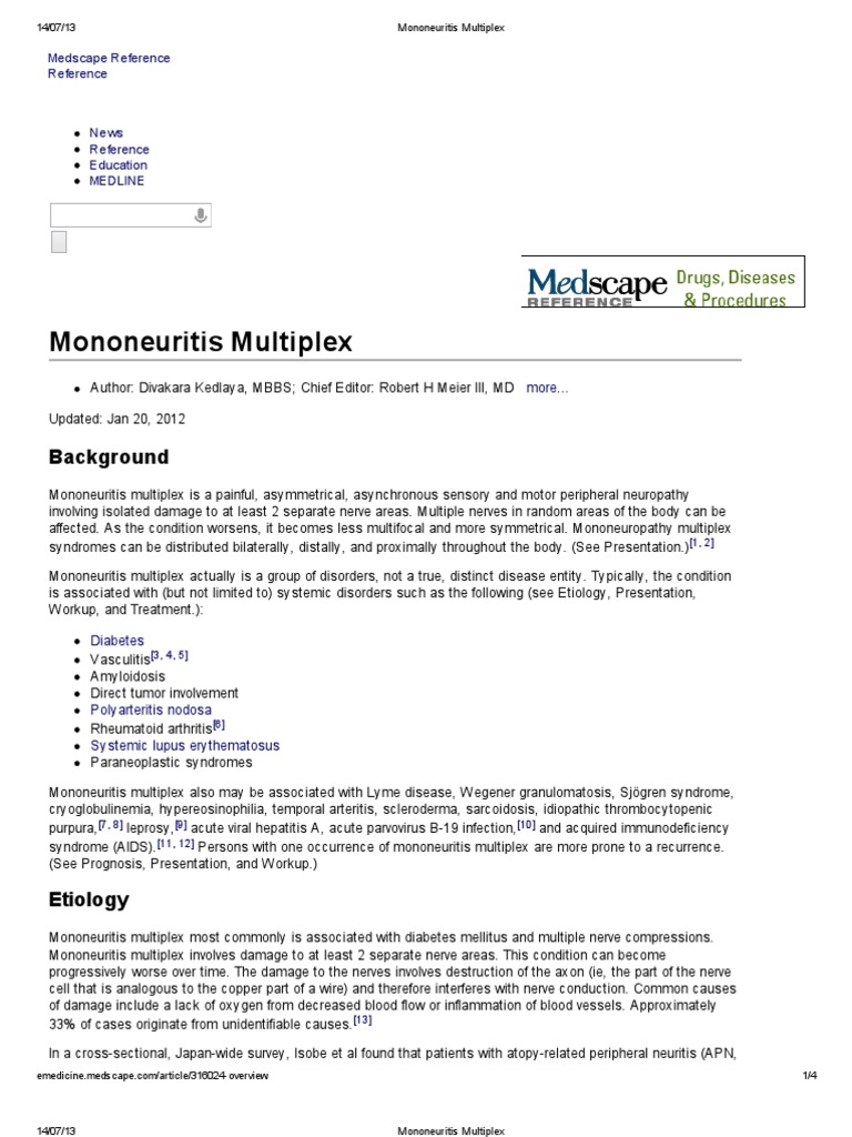 Mononeuritis Multiplex | Peripheral Neuropathy | Epidemiology