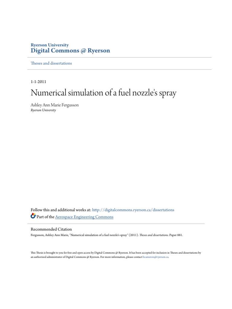Numerical Simulation of A Fuel Nozzles Spray | PDF | Drop (Liquid) | Nozzle
