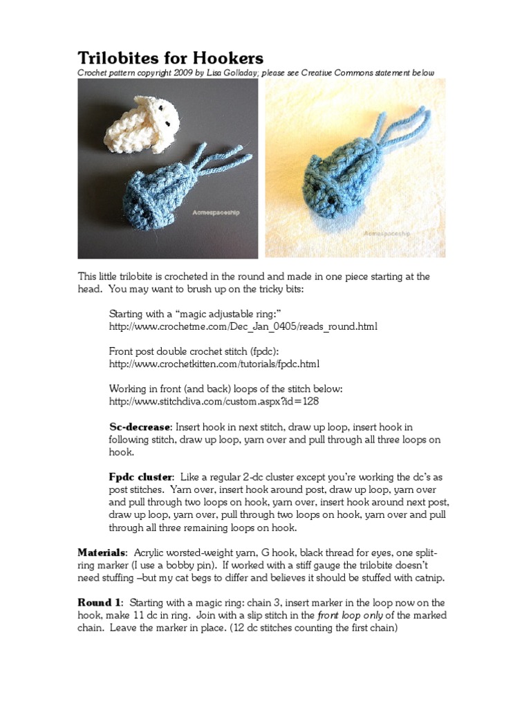 Trilobites For Hookers | PDF | Crochet | Crafts