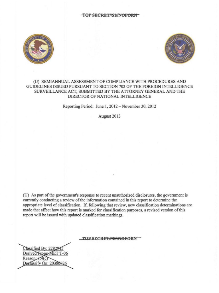 August 2013 NSA Compliance Report | PDF | Foreign Intelligence ...