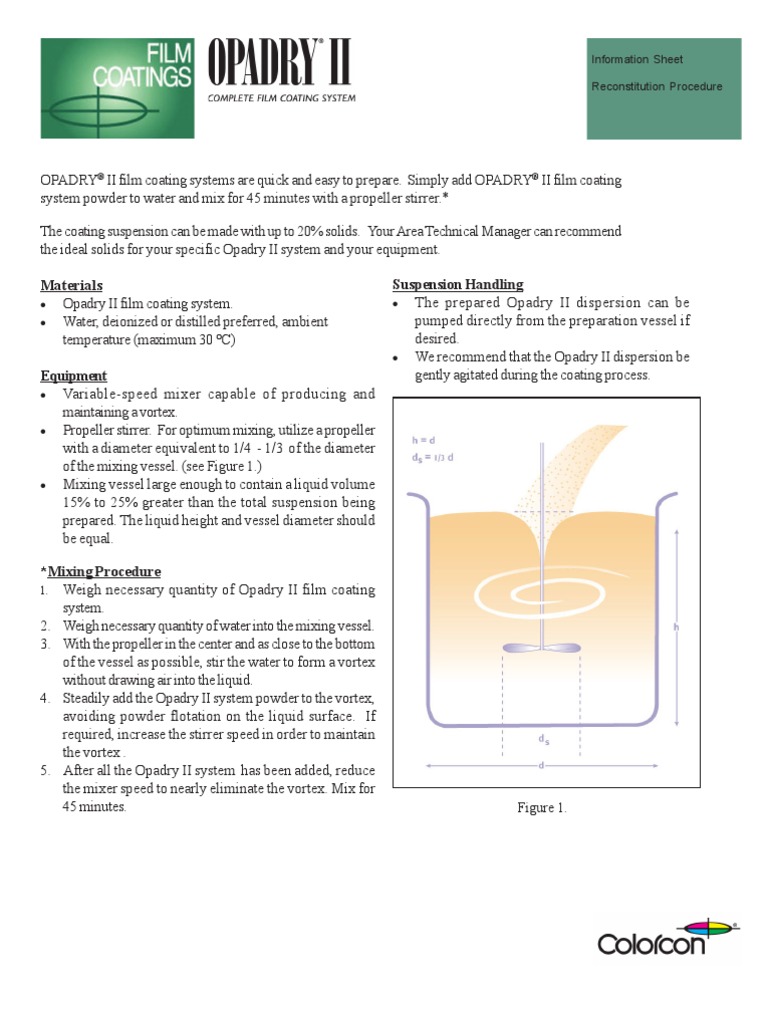 Opadry II Reconstitution 0 | Fax | Chemistry | Free 30-day Trial | Scribd