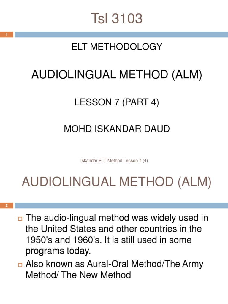 Audiolingual Method (Alm) : Elt Methodology | PDF | Learning ...
