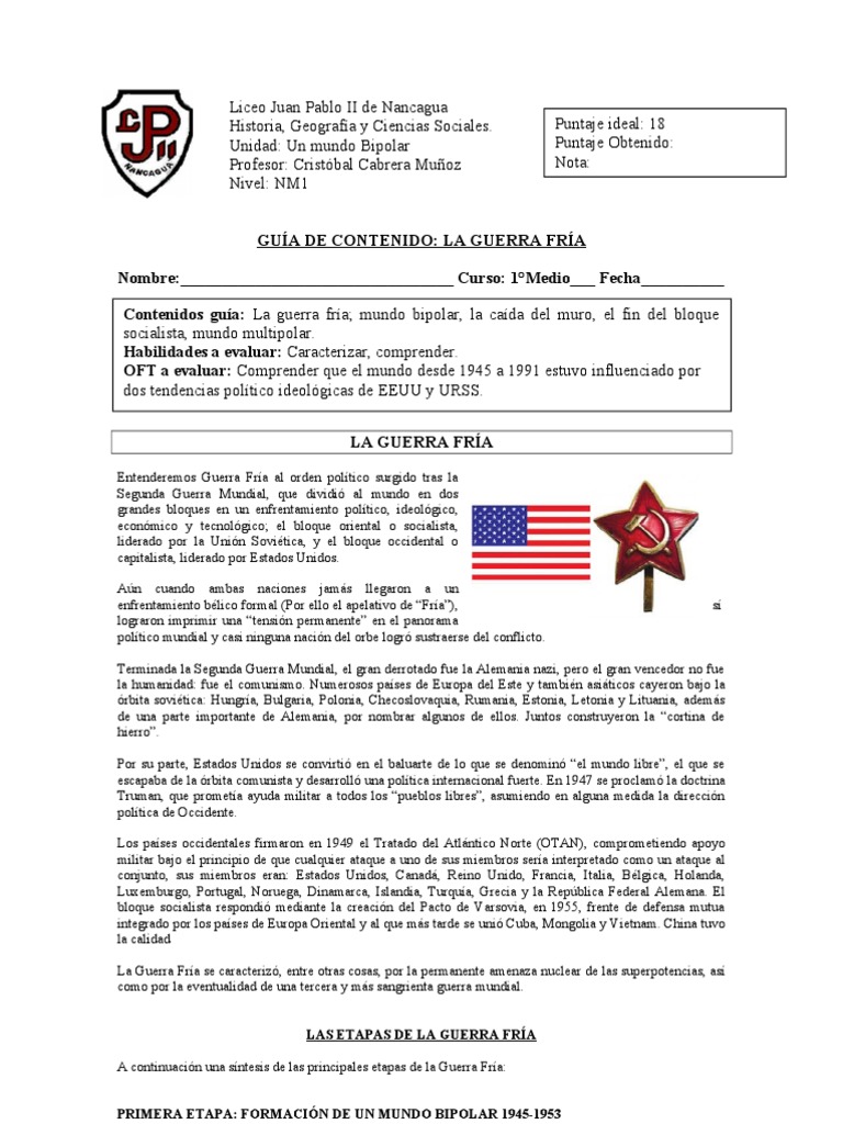Guía Sintesis GUERRA FRÍA 1 Medio A y C | PDF | Guerra Fría | Superpoderes