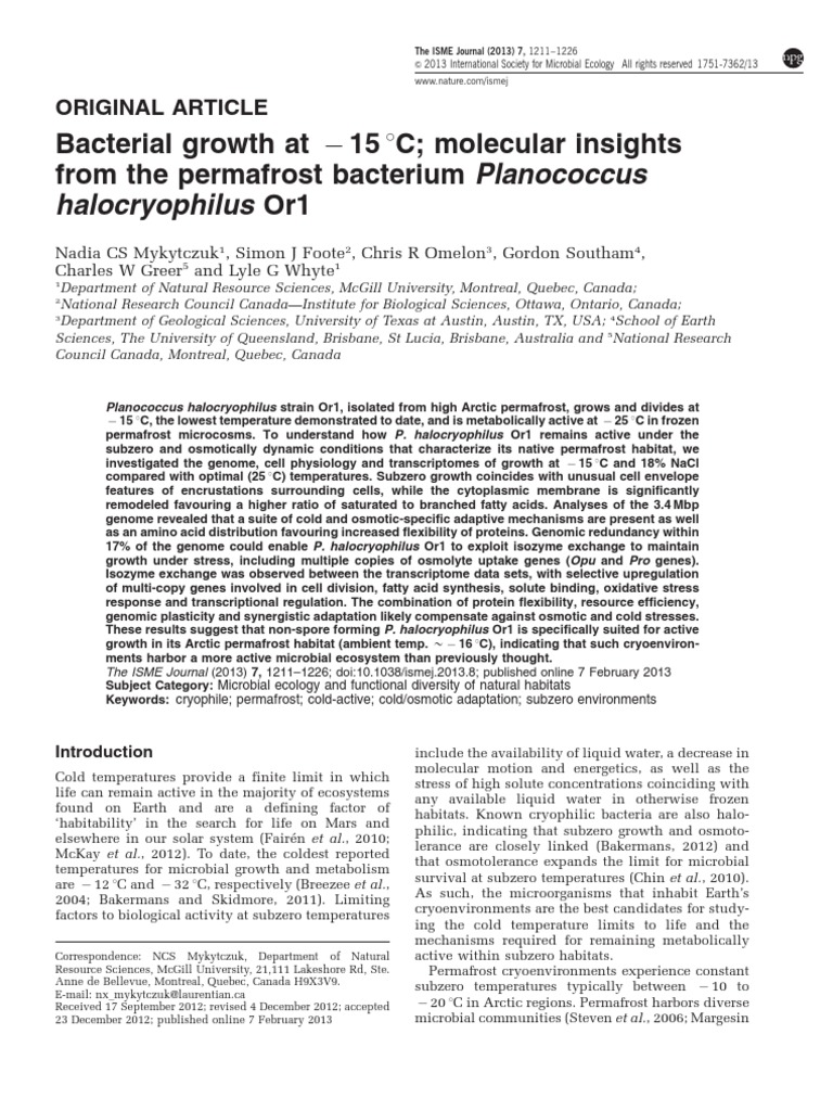 Crecimeinto Bacteriano A - 15 Grados Planococcus Halocryophilus ...