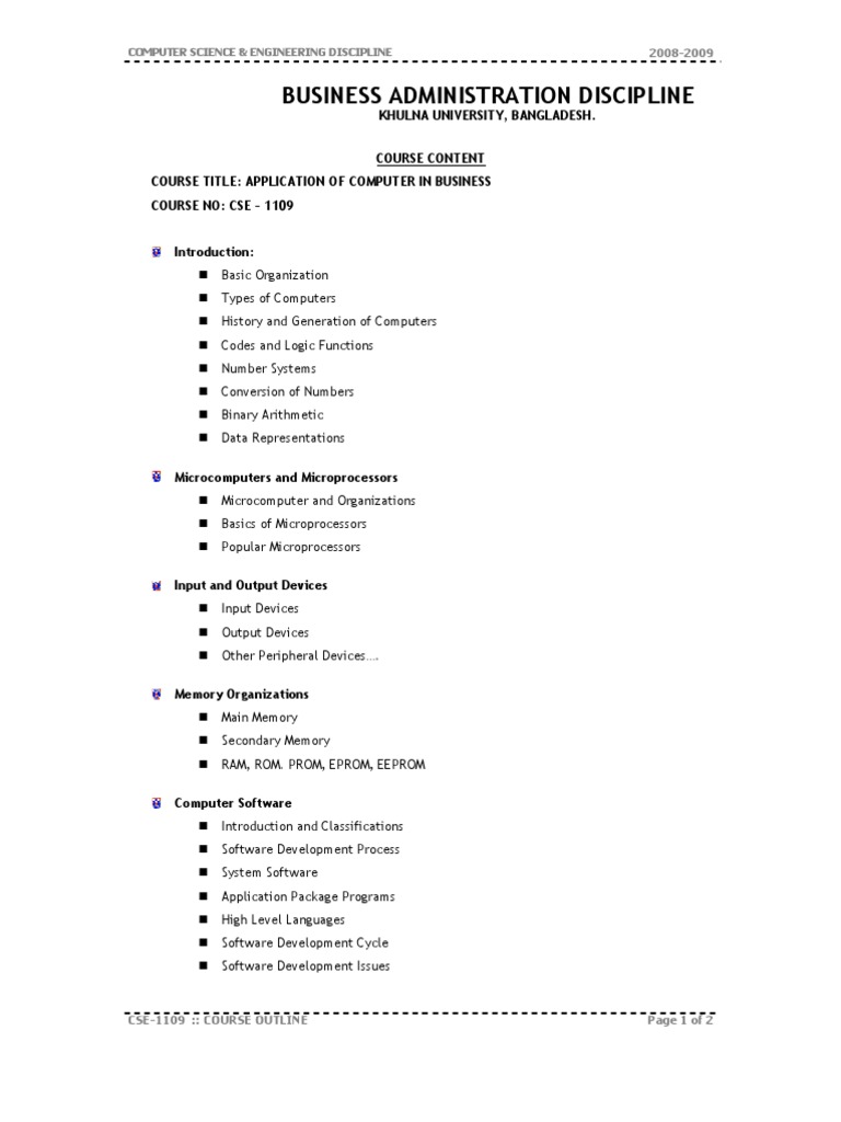 Business Administration Discipline - Syllabus | PDF