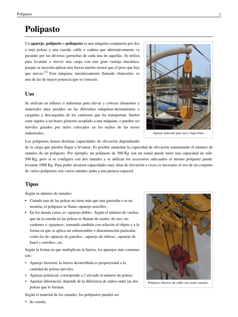 Polipasto | PDF | Mecanica clasica | Ingeniería mecánica