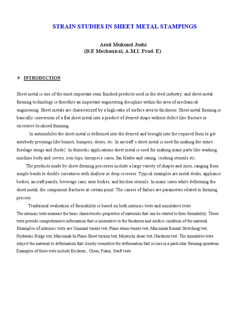 Sheetmetal Study PDF | PDF | Sheet Metal | Deformation (Engineering)