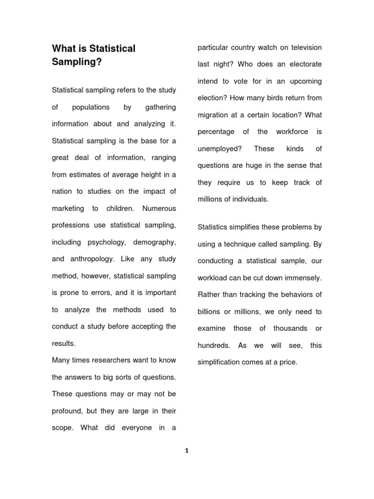 What Is Statistical Sampling | PDF | Statistics | Sampling (Statistics)