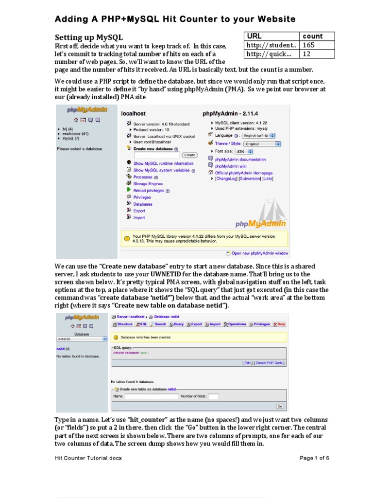 Hit Counter Tutorial Pdf Html Element Php 8021