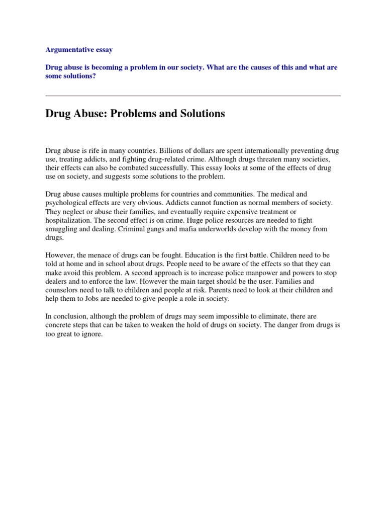 Drug Abuse: Problems and Solutions | PDF | Homeschooling | Substance Abuse