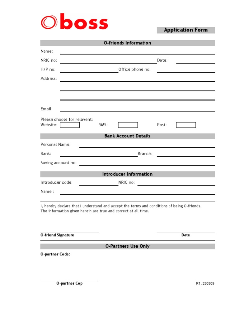 O BOSS Member Form. | PDF